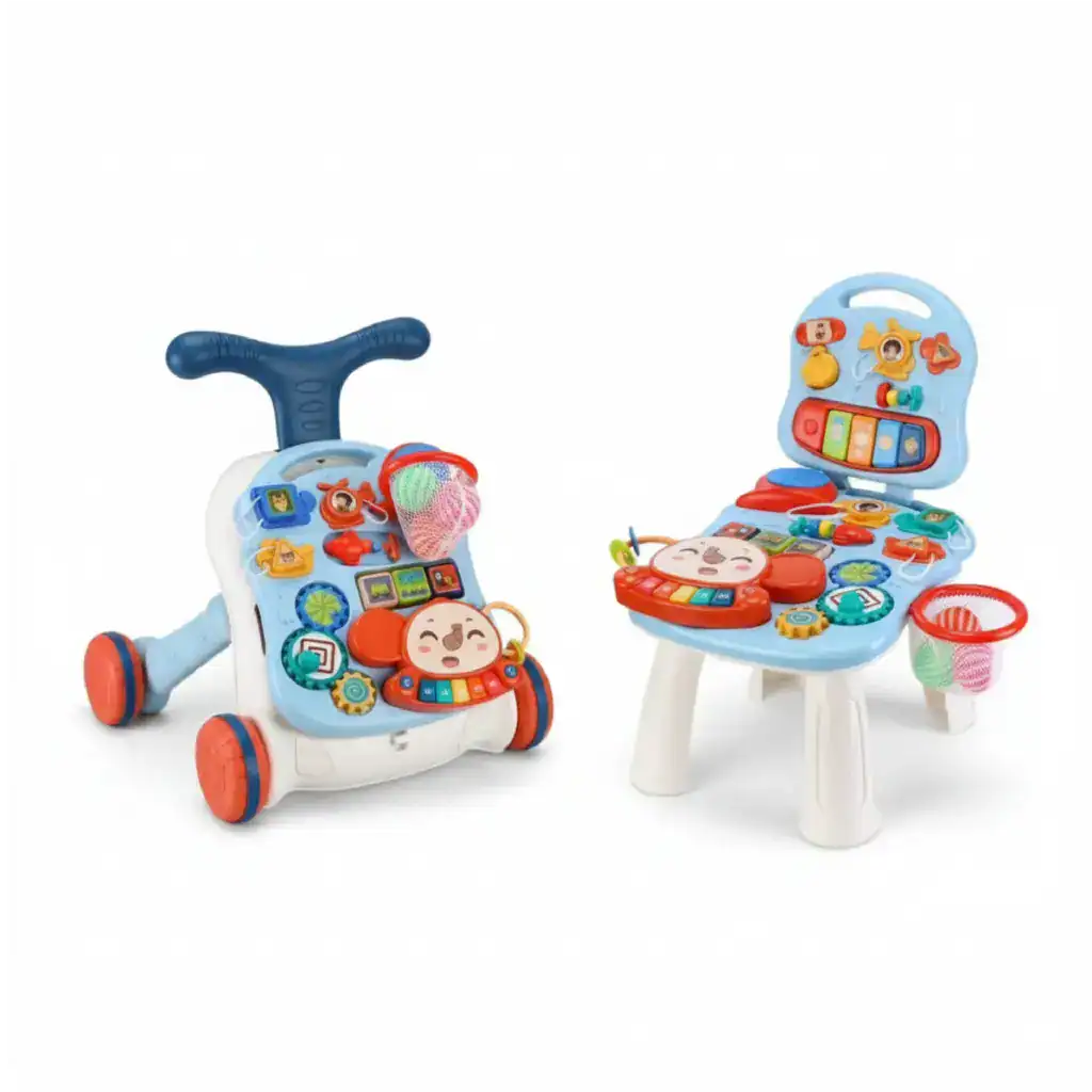 3-in-1 Multi-Purpose Baby Walker with Play Panel & Anti-Slip Wheels ...